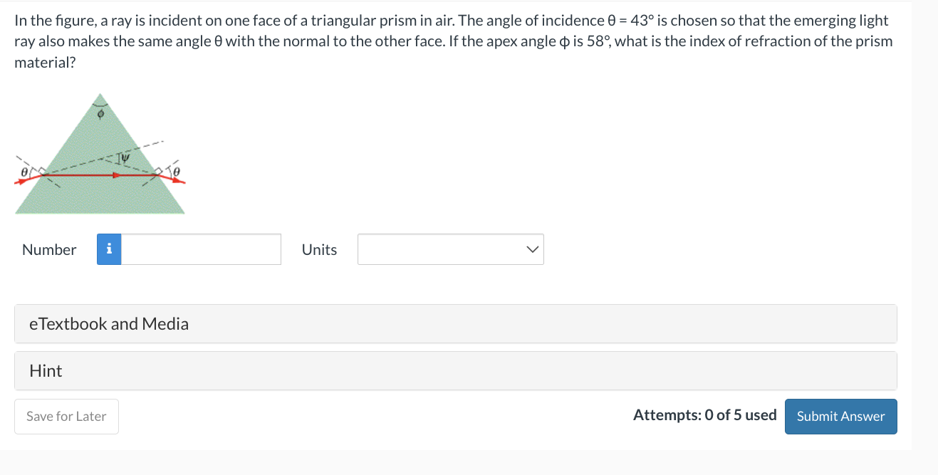 In ﻿the figure, a ray is ﻿incident on ﻿one face of ﻿a | Chegg.com