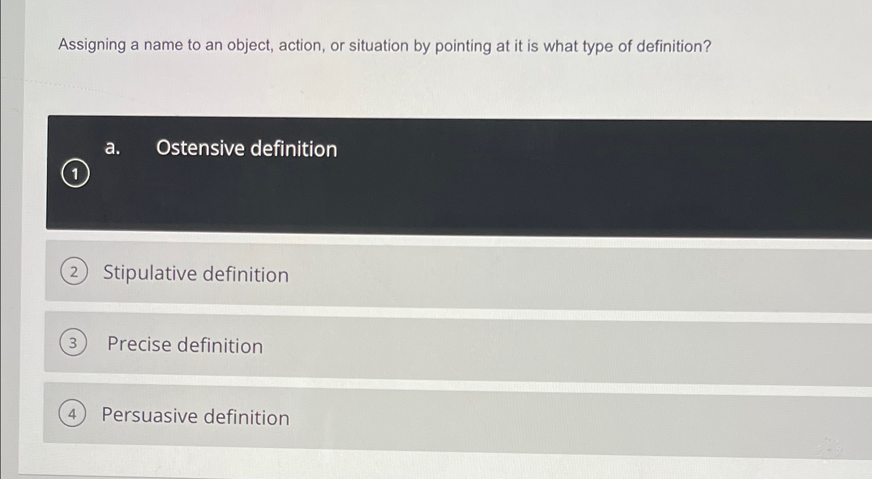 Solved Assigning a name to an object, action, or situation | Chegg.com