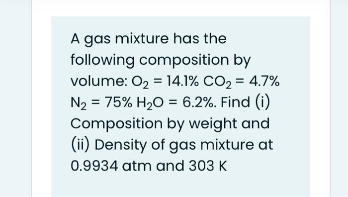 Solved A gas mixture has the following composition by | Chegg.com
