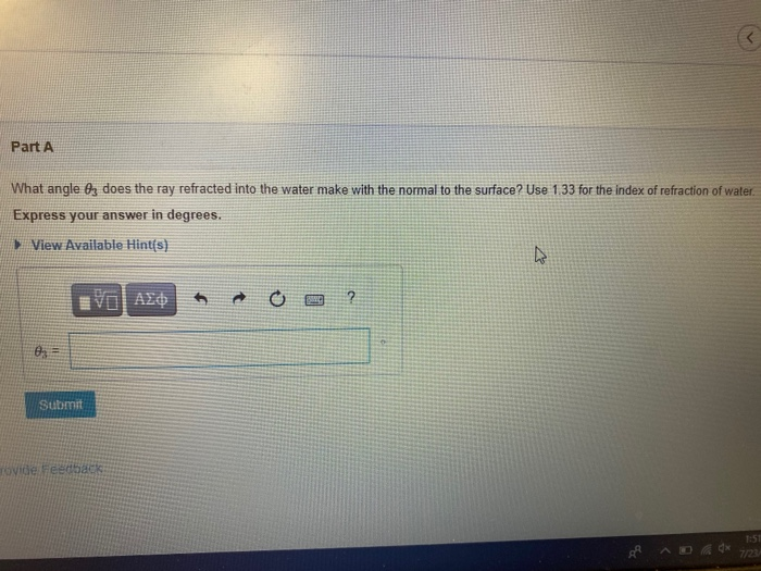 Solved + Refraction through Glass and Water A plate of glass | Chegg.com