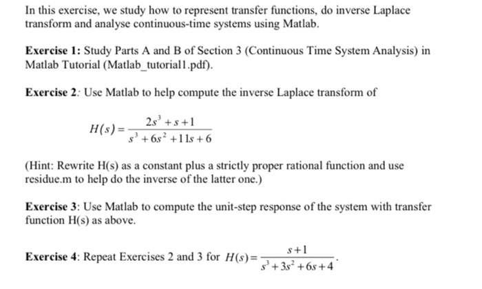 Solved In this exercise, we study how to represent transfer | Chegg.com