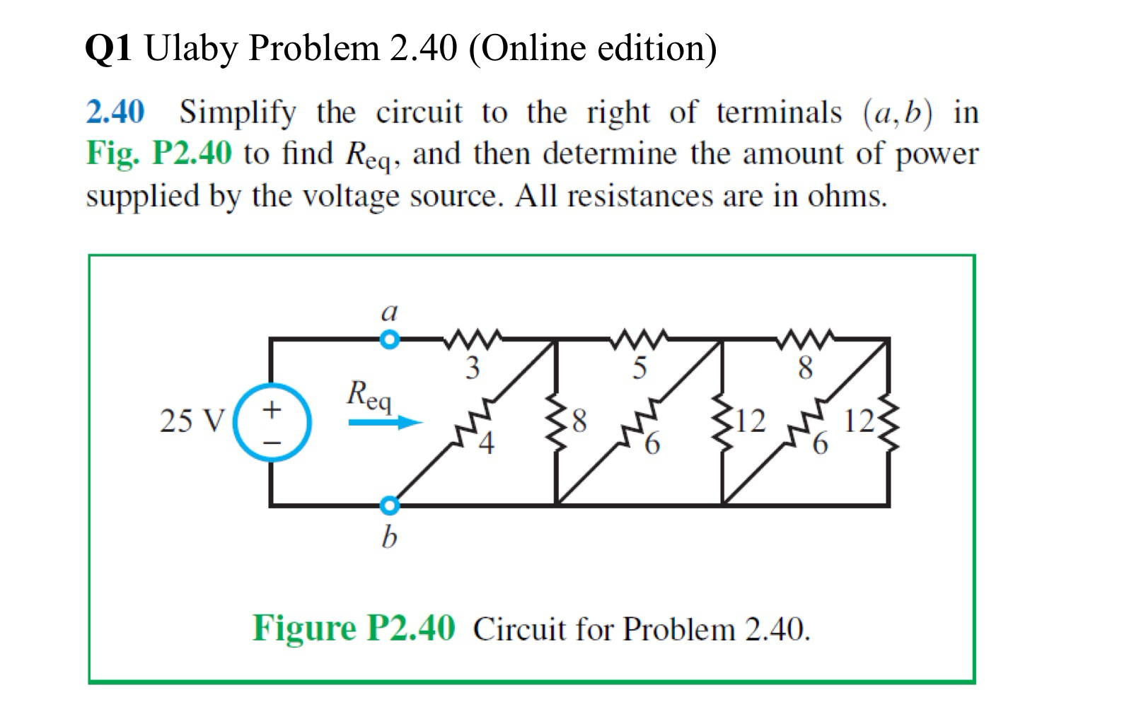 Solved Q1 ﻿Ulaby Problem 2.40 (Online edition)2.40 ﻿Simplify | Chegg.com