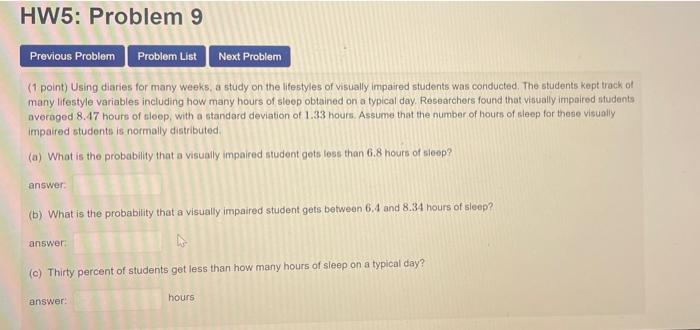 Solved HW5: Problem 9 Previous Problem Probler List Next | Chegg.com