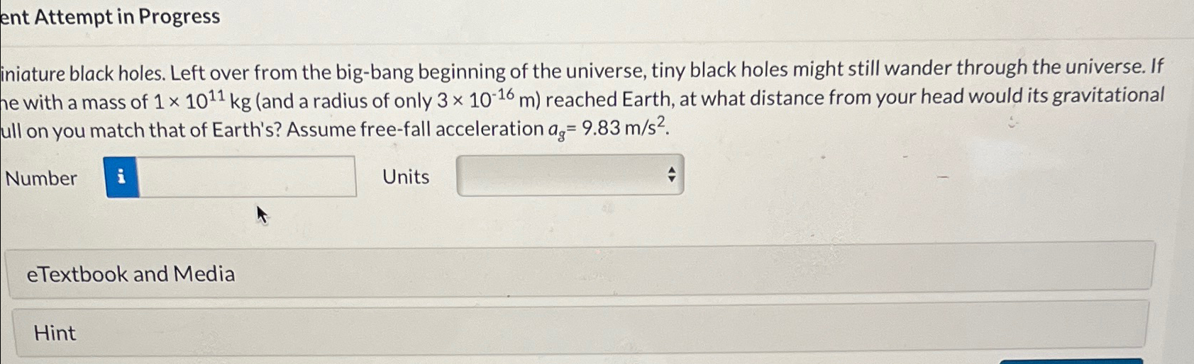 Solved ent Attempt in Progressiniature black holes. Left | Chegg.com