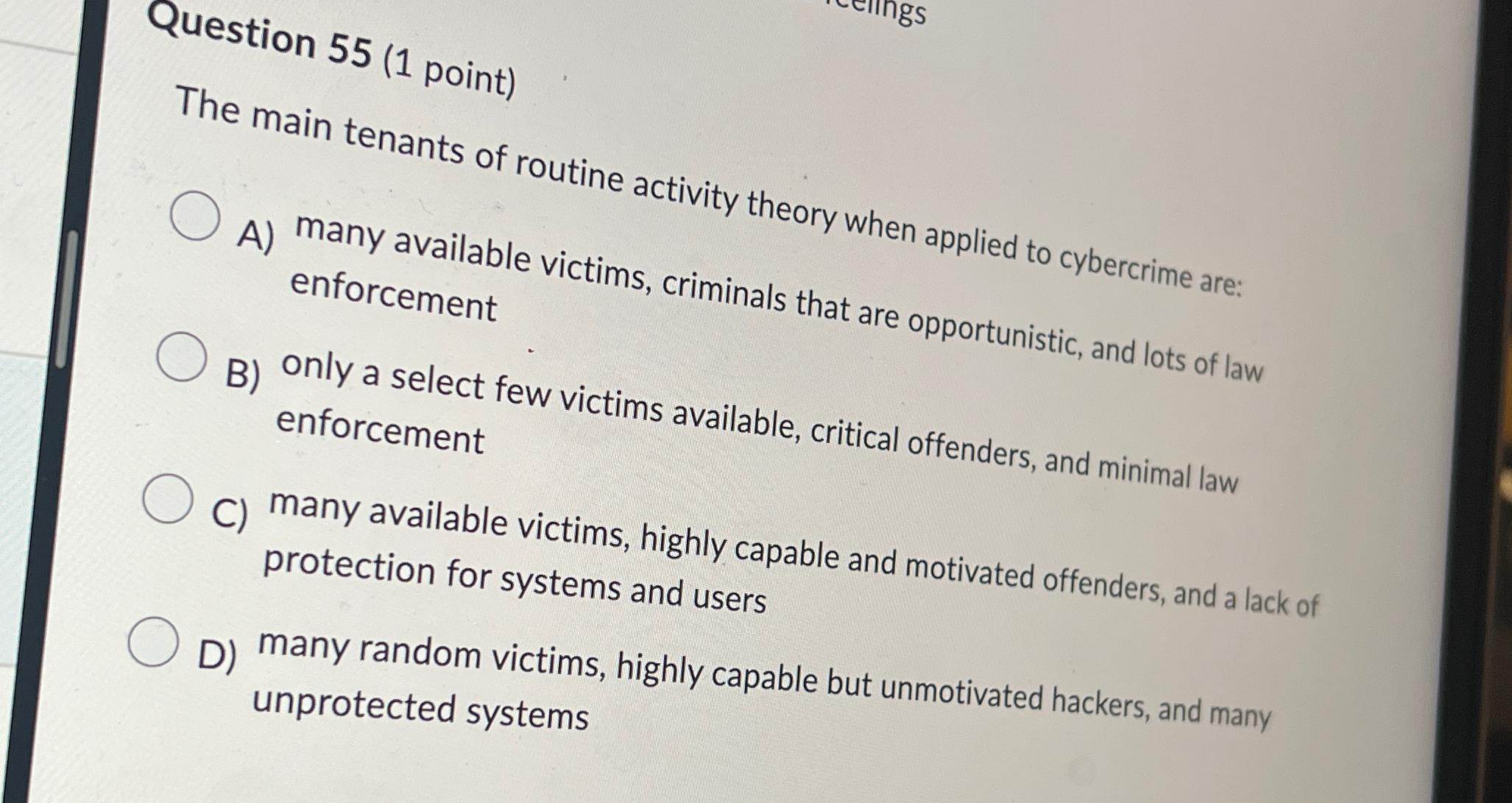 Solved Question 55 (1 ﻿point)The main tenants of routine | Chegg.com