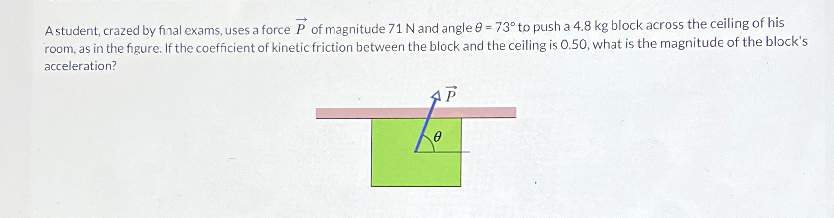 Solved A student, crazed by final exams, uses a force vec(P) | Chegg.com