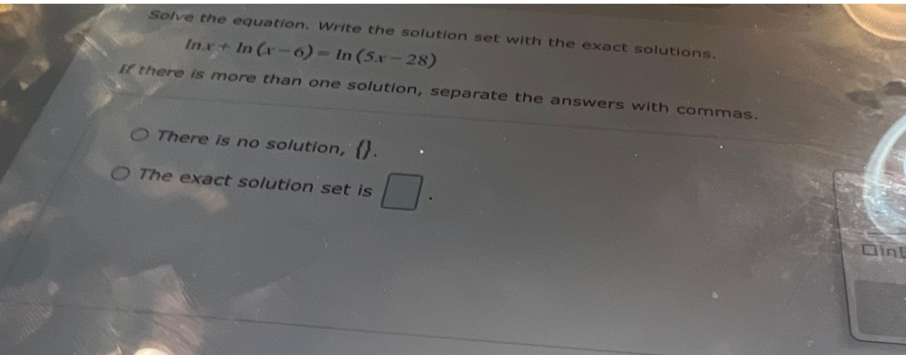 Solved Solve the equation. Write the solution set with the | Chegg.com