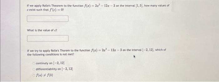 Solved If we apply Rolle's Theorem to the function | Chegg.com