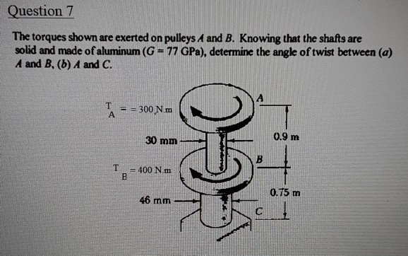 Solved Question 7 The torques shown are exerted on pulleys A | Chegg.com