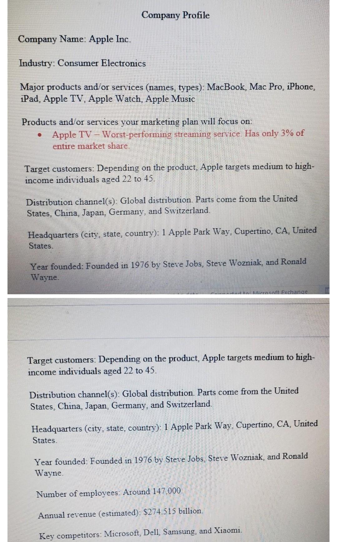 Solved Company Profile Company Name: Apple Inc. Industry: | Chegg.com