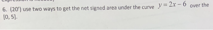 Solved 6. (20') use two ways to get the net signed area | Chegg.com