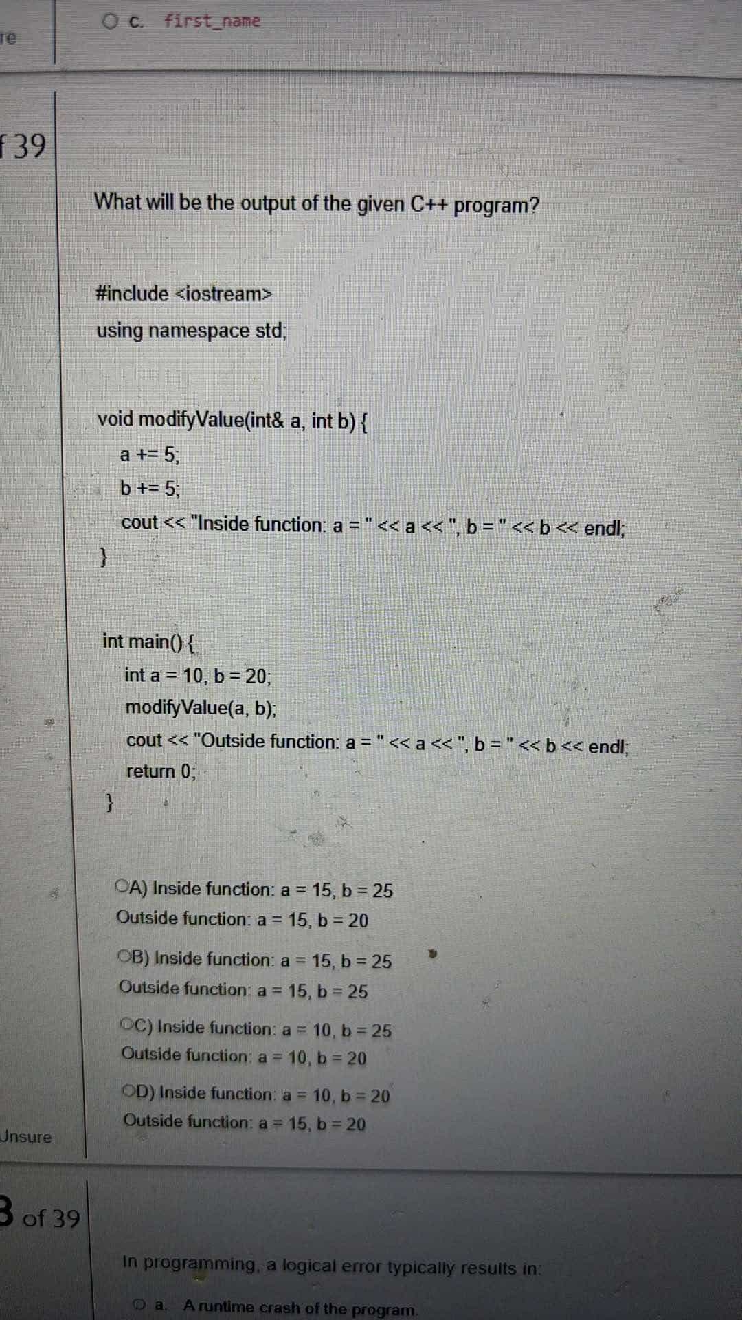 Solved What will be ﻿the output of ﻿the given C++ | Chegg.com