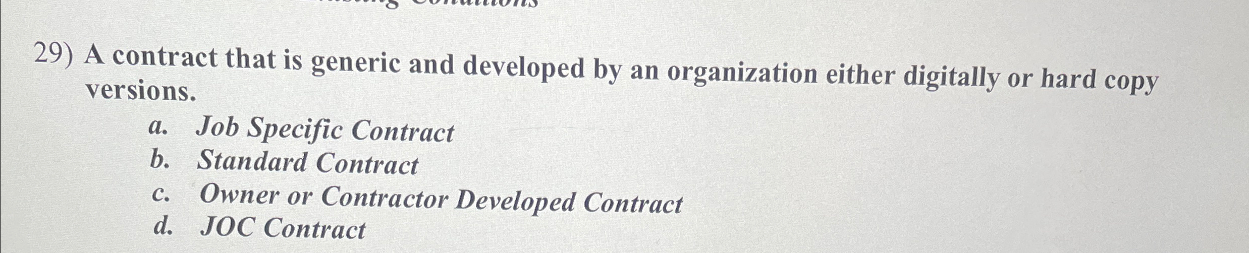 Solved A contract that is generic and developed by an | Chegg.com