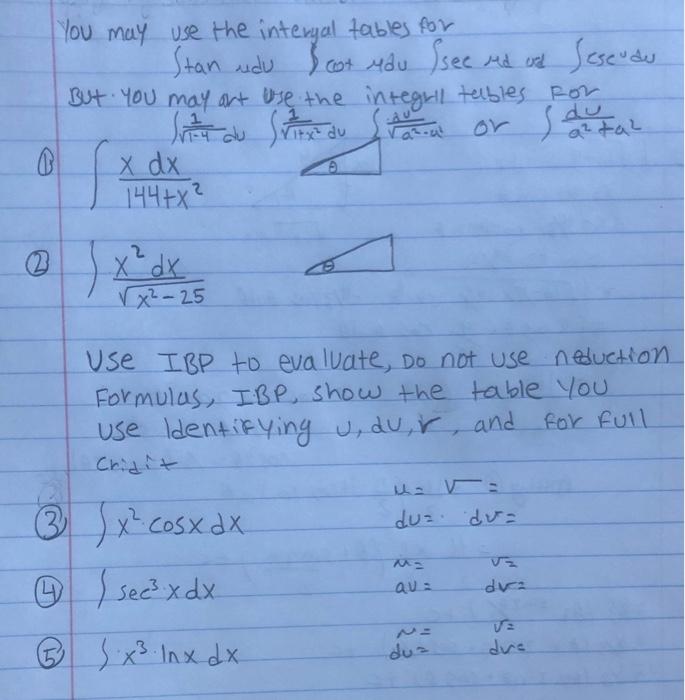 Solved Using trig subjects evaluate the following integers. | Chegg.com
