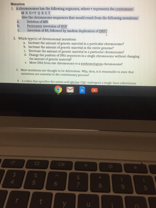 Solved Mutation 1. A chromosomes has the following segments, | Chegg.com