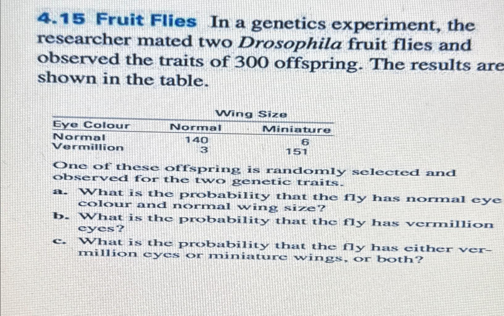 Solved 15 ﻿Fruit Flies In a genetics experiment, the | Chegg.com