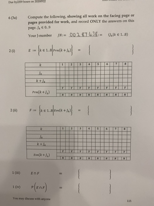 Due by2359 hours on 20200923 6 (3a) Compute the | Chegg.com