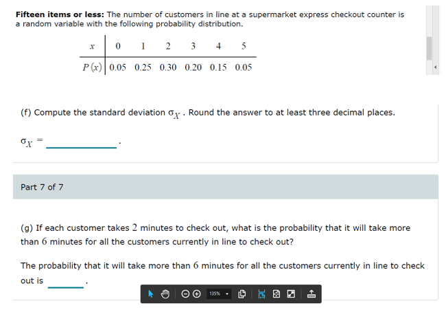 Solved Fifteen items or less: The number of customers in | Chegg.com