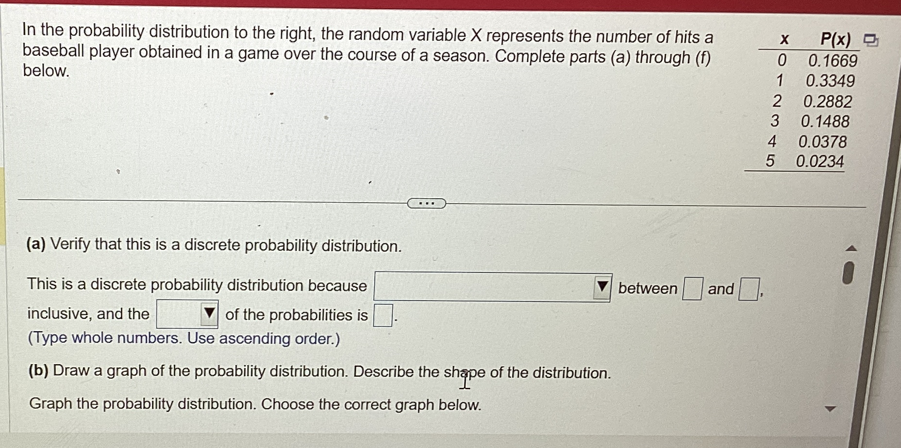 Solved In the probability distribution to the right, the | Chegg.com