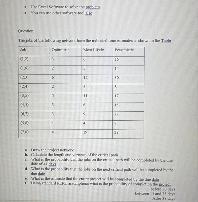 - Use Excel Software to solve the problem - You can | Chegg.com
