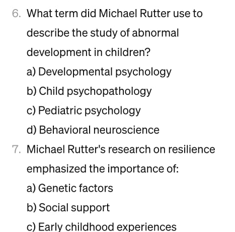 Solved What term did Michael Rutter use to describe the | Chegg.com