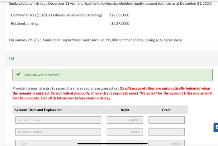 Solved plz help with b) i dont know what journal entry i | Chegg.com