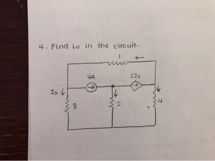 Solved 4. Find io in the circuit. LA Io vo | Chegg.com