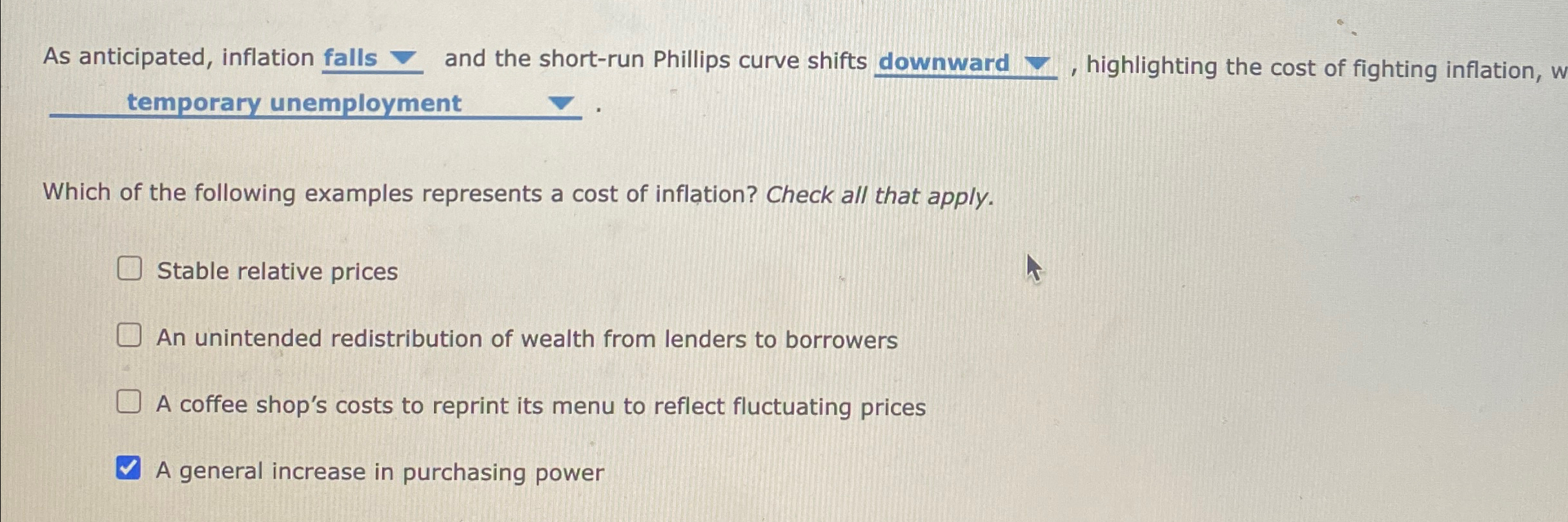 Solved As anticipated, inflation falls q, ﻿and the short-run | Chegg.com