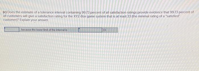 A sample of 65 video game satisfaction ratings are | Chegg.com