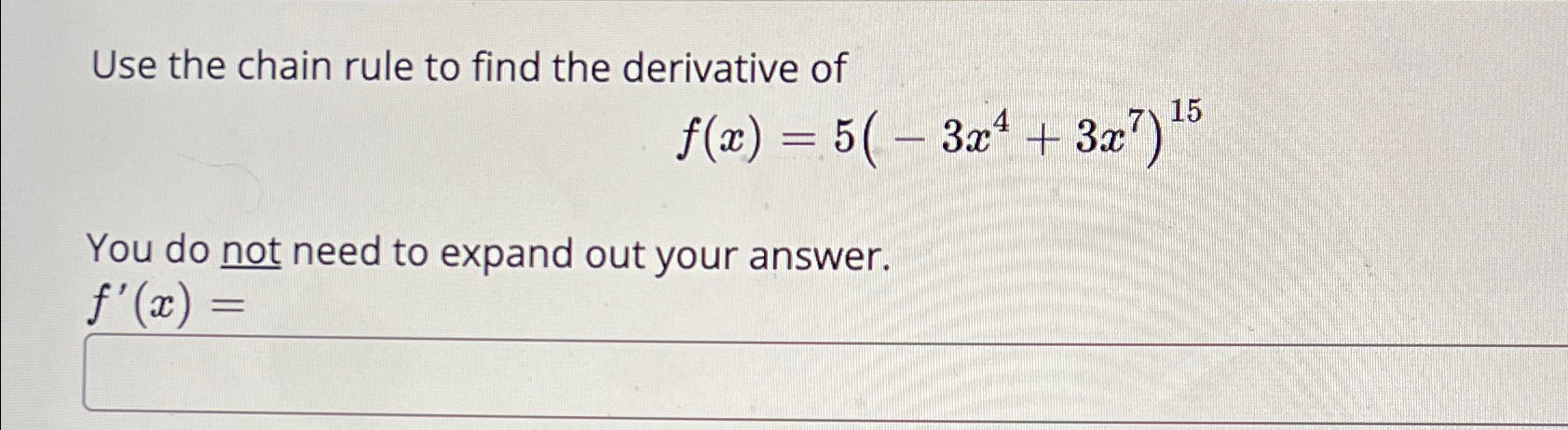 Solved Use the chain rule to find the derivative | Chegg.com