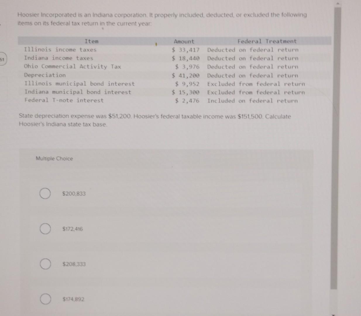 Solved Hoosier Incorporated is an Indiana corporation. It | Chegg.com