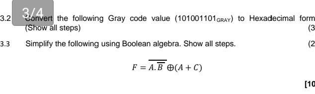 Solved 3.onvert the following Gray code value (101001101 | Chegg.com