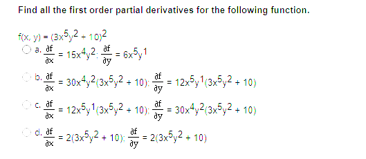 Solved Find all the first order partial derivatives for the | Chegg.com