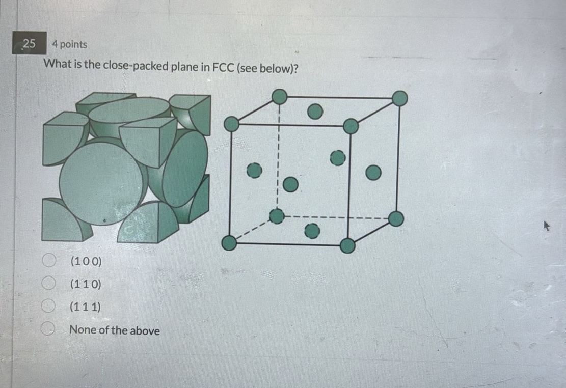 Solved What is the close-packed plane in FCC (see | Chegg.com