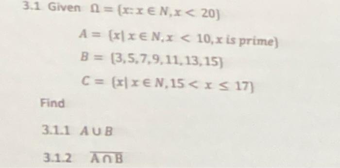 Solved 3.1 Given n = {xxEN,x