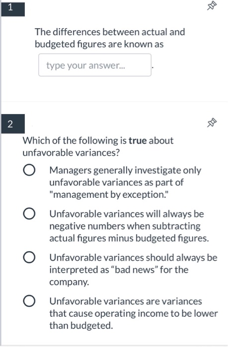 Solved The Differences Between Actual And Budgeted Figures Chegg
