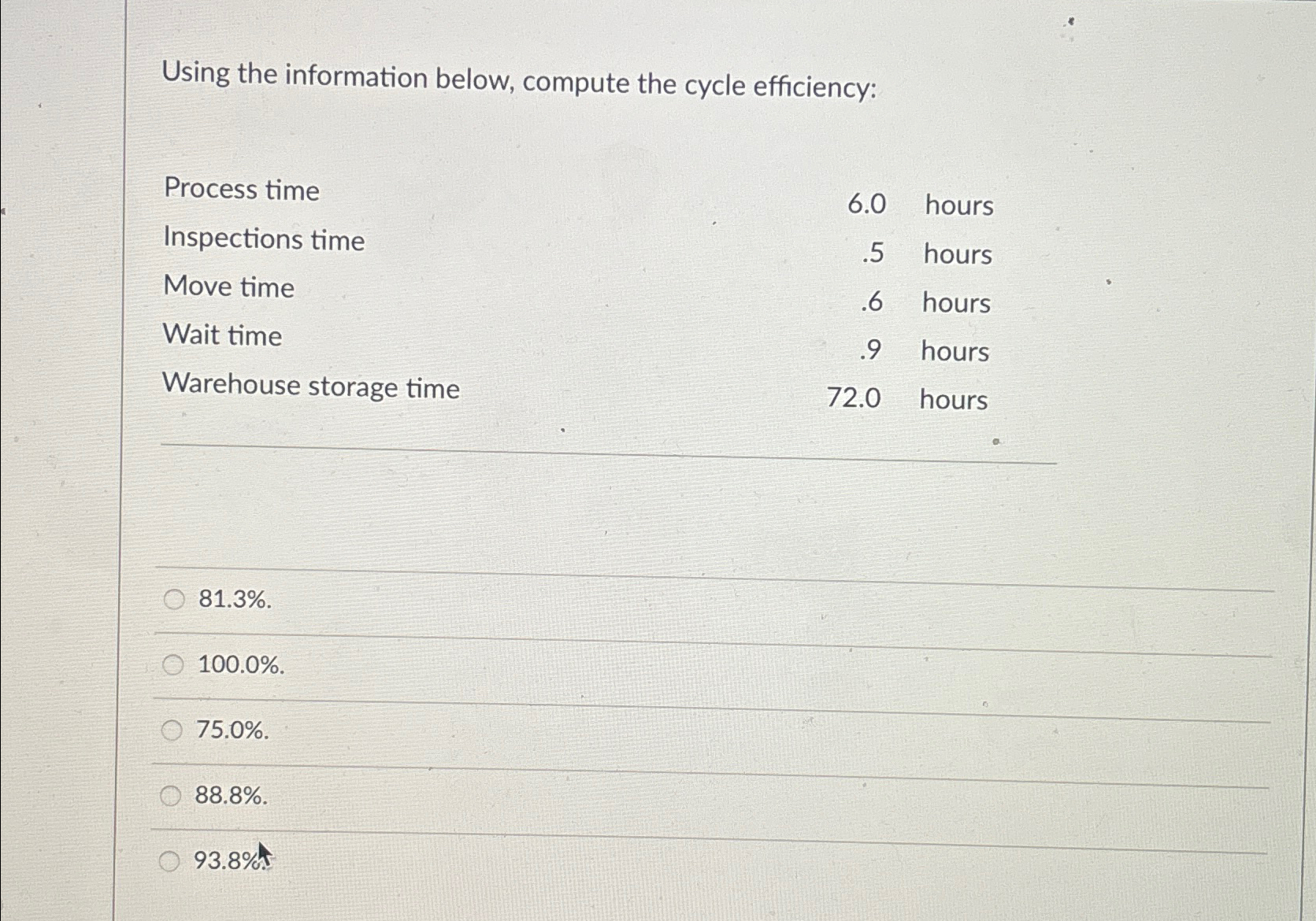 Solved Using the information below, compute the cycle | Chegg.com