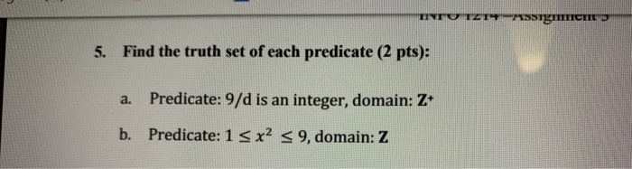 Solved UTZIASTICI 5. Find the truth set of each predicate (2 | Chegg.com