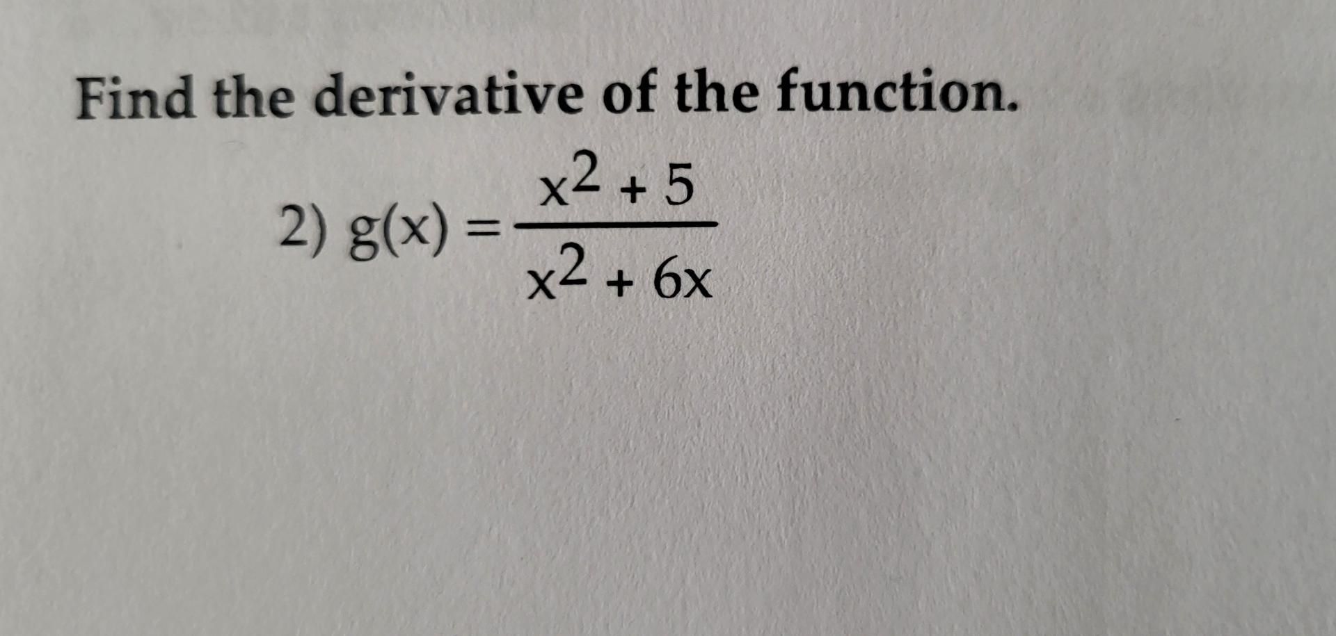 Solved Find the derivative of the function. 2) | Chegg.com