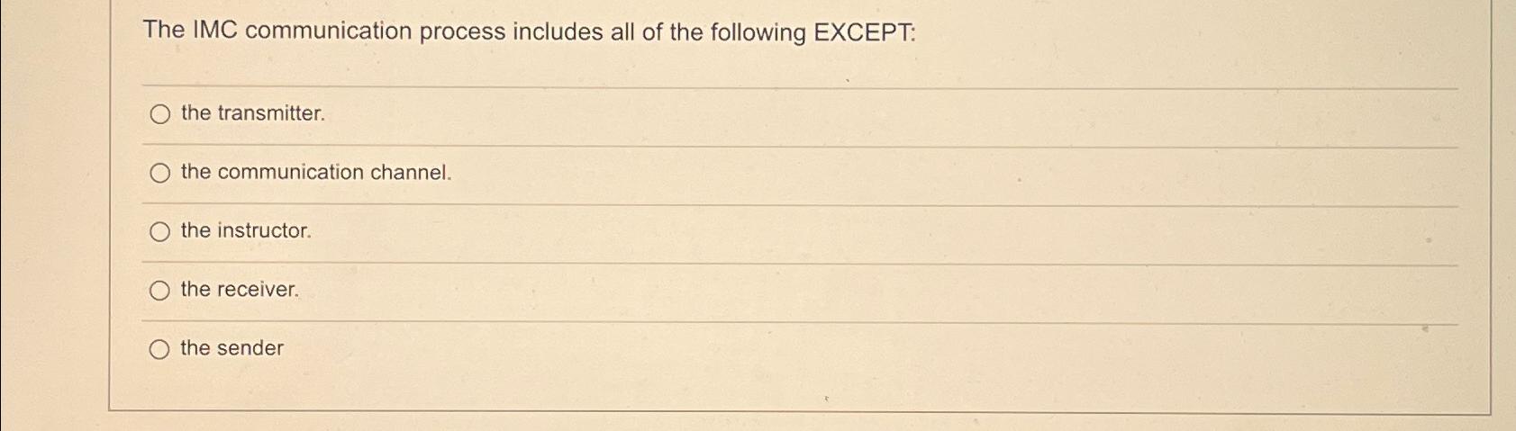 Solved The IMC communication process includes all of the | Chegg.com