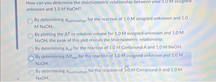 Solved How can you determine the stoichiometric relationship | Chegg.com