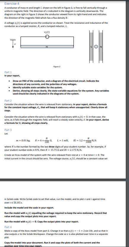 Solved Exercise 4A conductor of mass m ﻿and length I, shown | Chegg.com