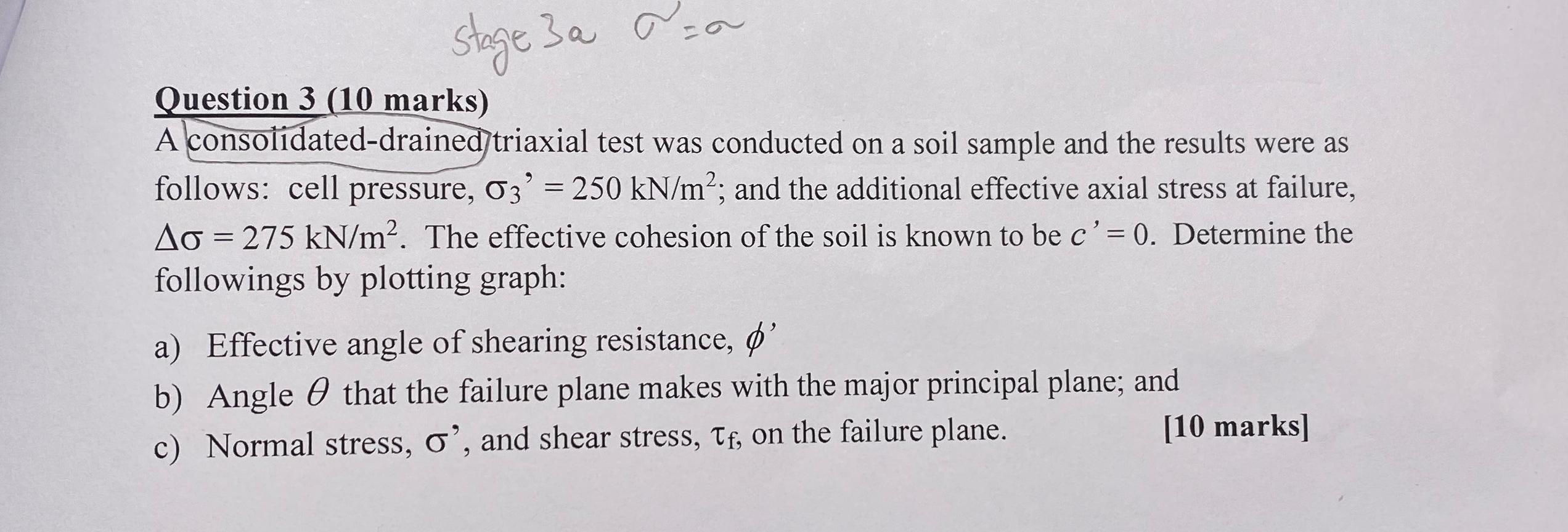 Solved stage 3aσ=σQuestion 3 (10 ﻿marks)A | Chegg.com