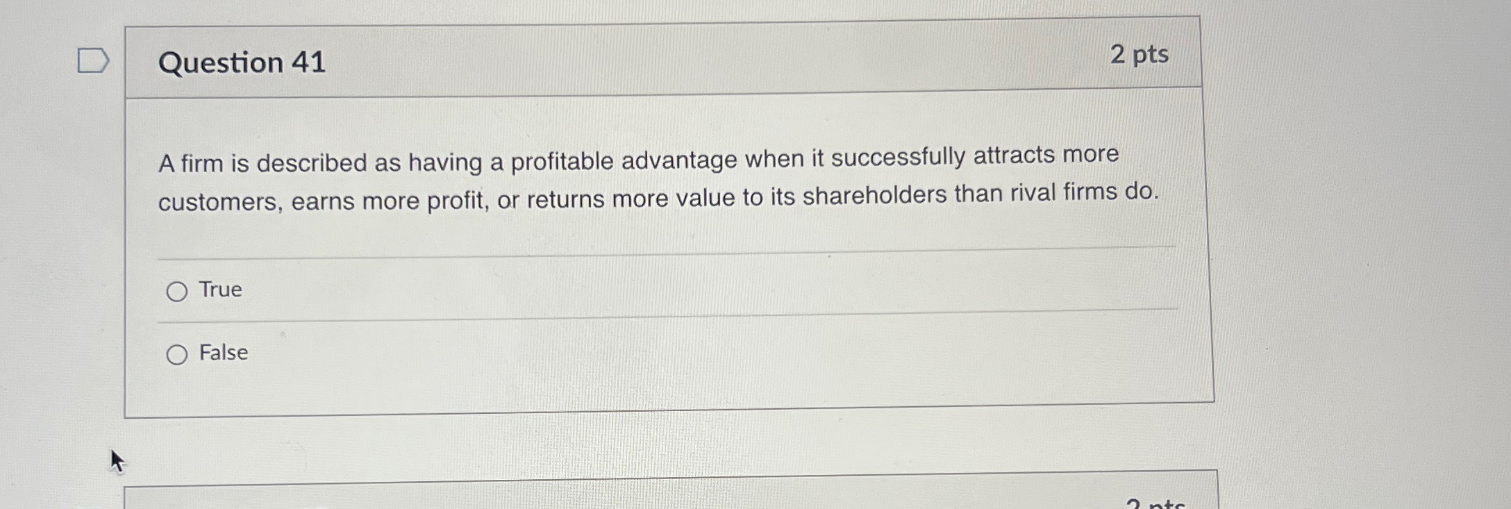 Solved Question 412 ﻿ptsA firm is described as having a | Chegg.com
