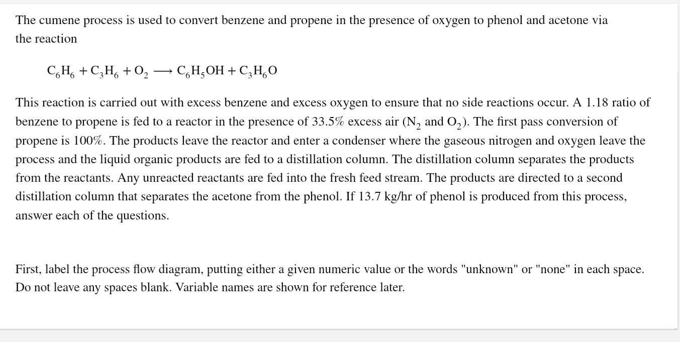 Solved The cumene process is used to convert benzene and | Chegg.com