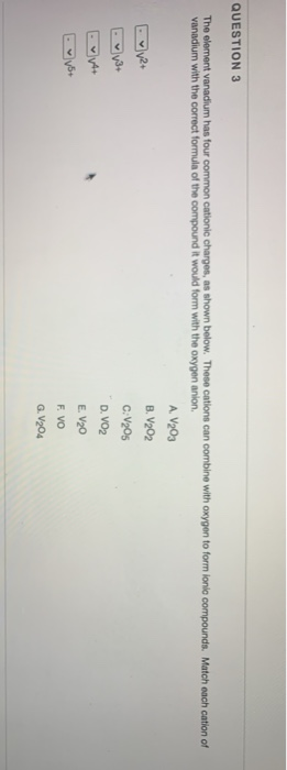 Solved QUESTION 3 The element vanadium has four common | Chegg.com