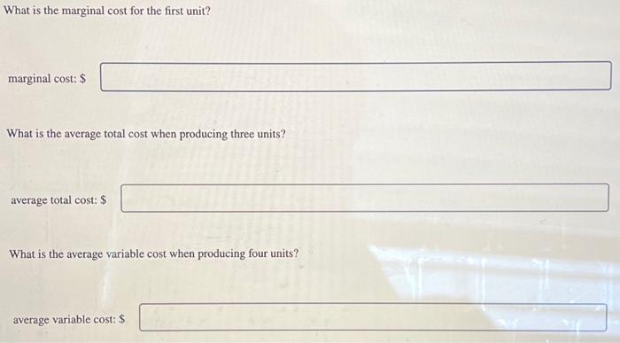 Solved Use your knowledge of cost functions to calculate the | Chegg.com