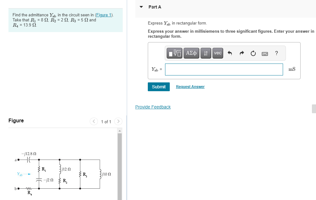Solved Part AFind the admittance Yab ﻿in the circuit seen in | Chegg.com