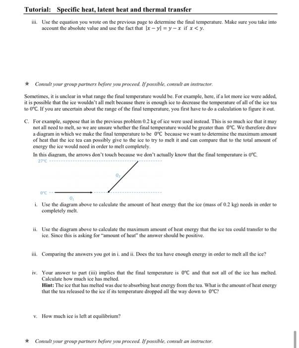 Solved Tutorial: Specific heat, latent heat and thermal | Chegg.com