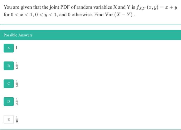 Solved You are given that the joint PDF of random variables | Chegg.com